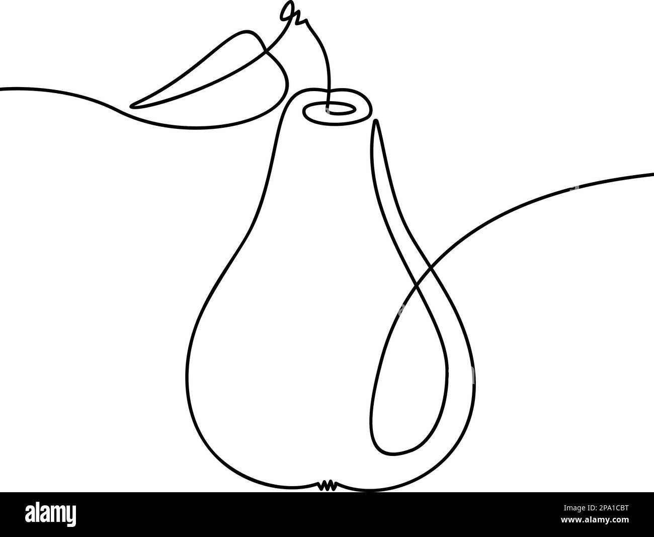 Pear fruit continuous line drawing, Black and white vector minimalistic ...