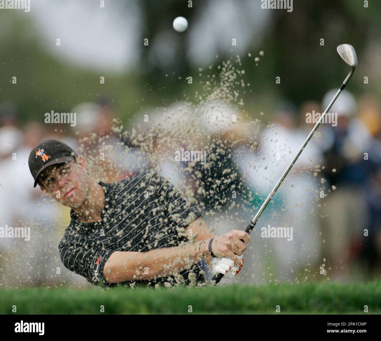 Amateur Kevin Tway chips out of a bunker on the sixth hole during the ...
