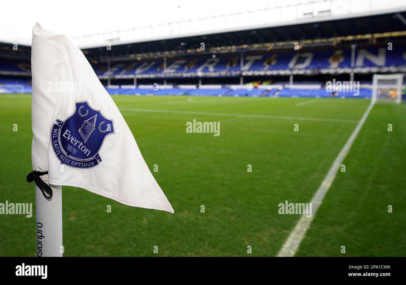A general view of a corner flag at Goodison Park, Liverpool. Picture ...