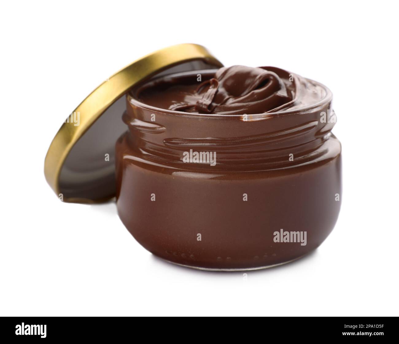 Glass jar of chocolate paste on white background Stock Photo - Alamy