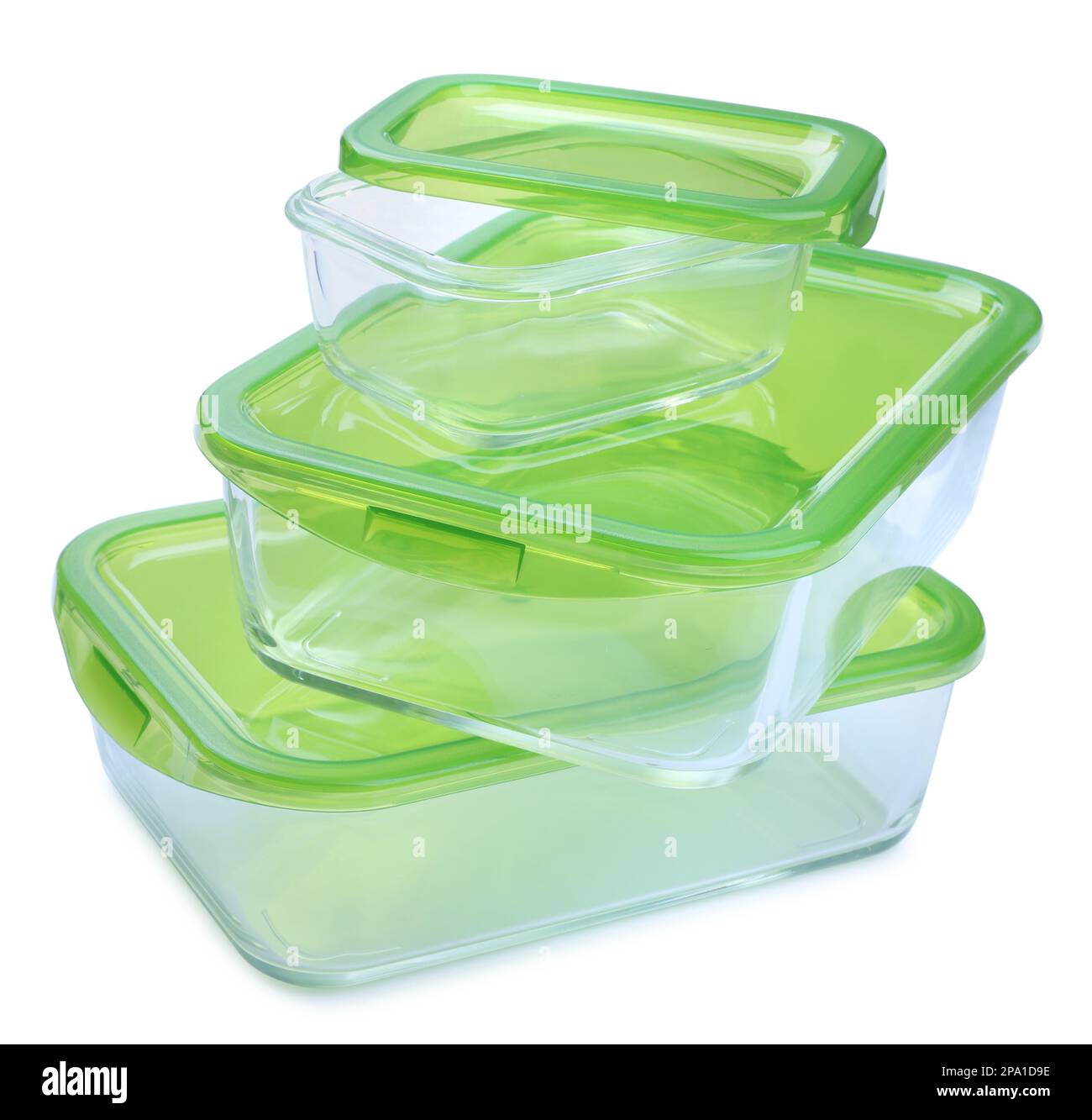 Set of empty glass containers for food on white background Stock Photo ...