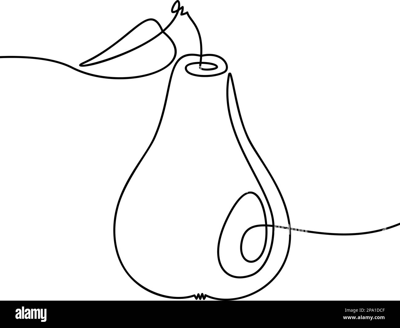 Pear fruit continuous line drawing, Black and white vector minimalistic ...