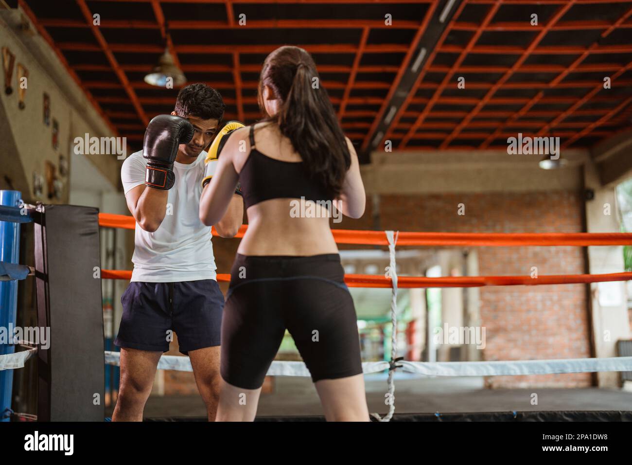 a male boxer cover his face while fighting Stock Photo - Alamy
