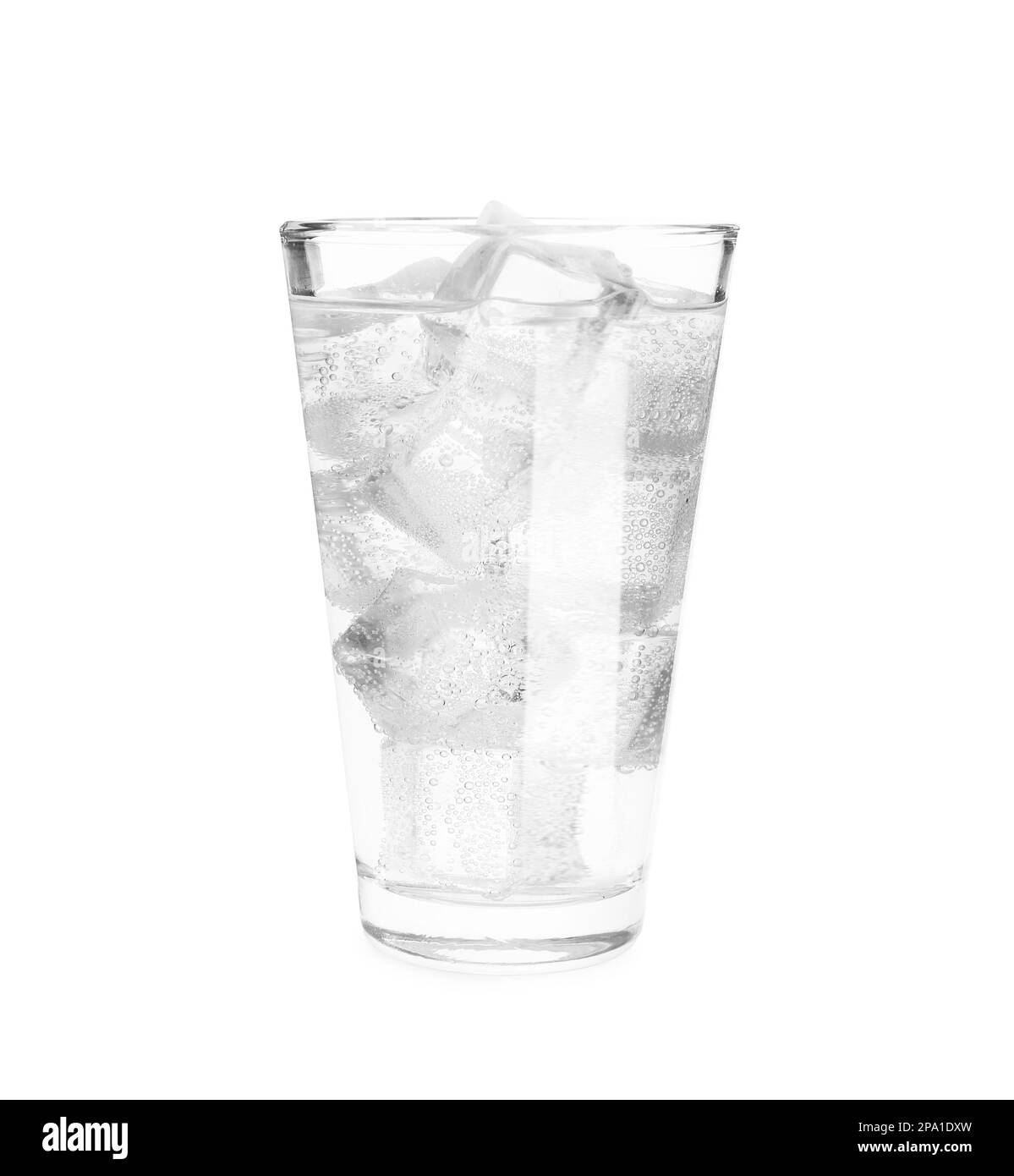 Glass of soda water with ice isolated on white Stock Photo - Alamy