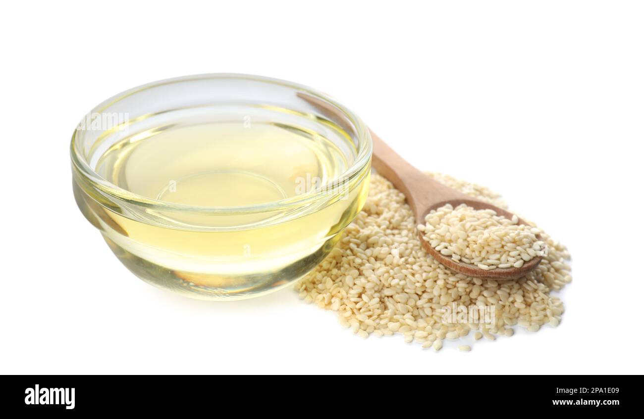 Sesame oil wooden spoon Cut Out Stock Images & Pictures - Alamy