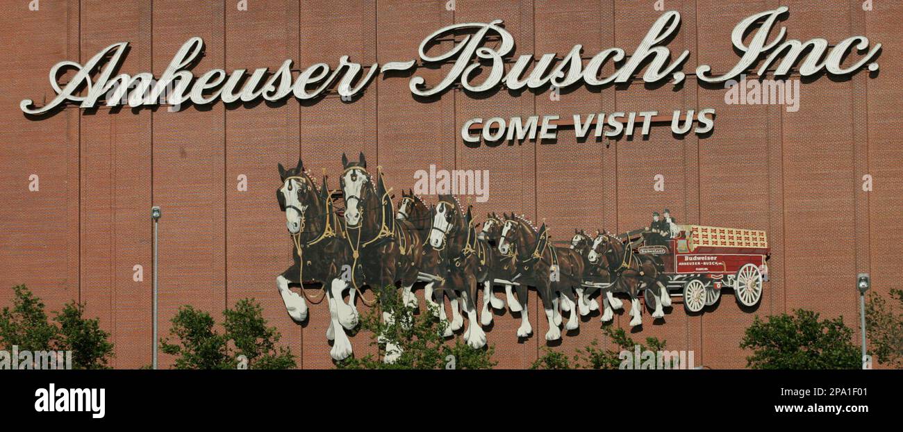 A display along one of the buildings in the Anheuser-Busch brewery ...