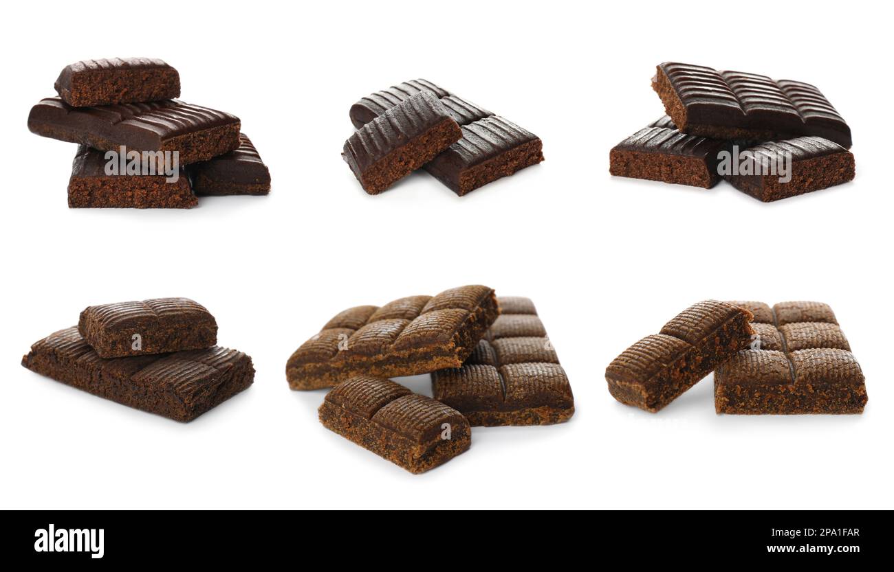 Set with hematogen bars on white background Stock Photo - Alamy