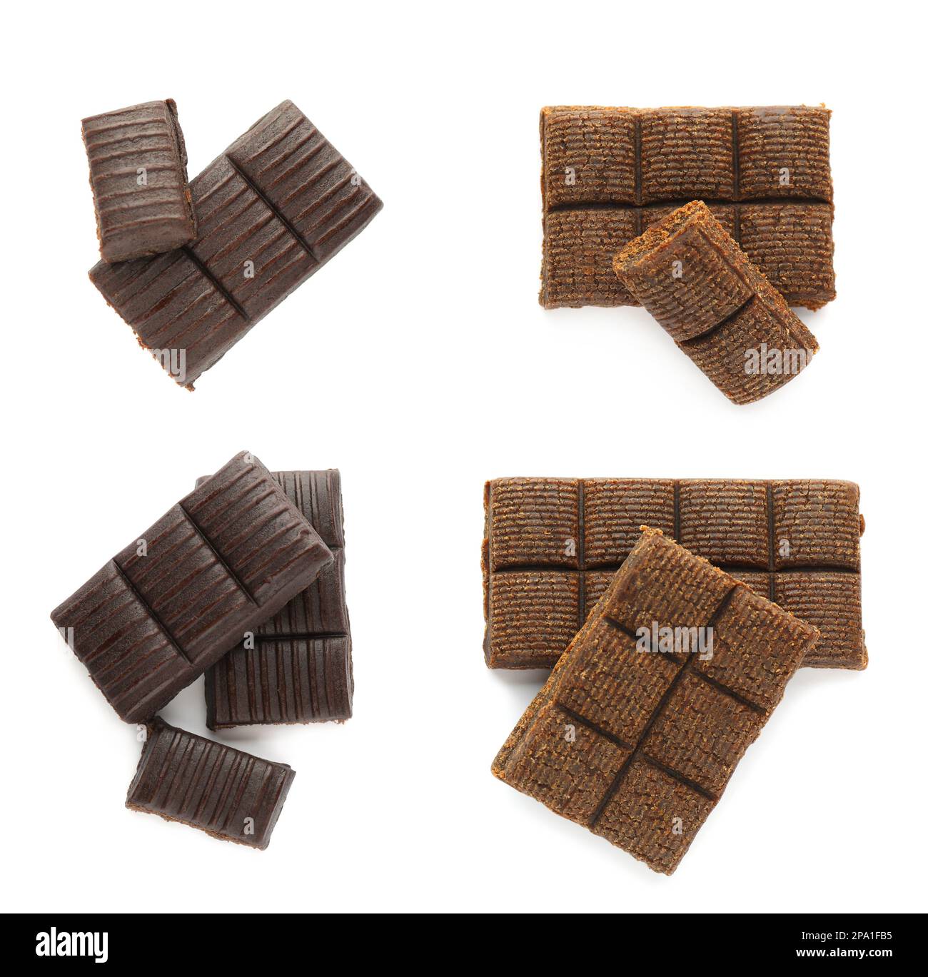 Set with hematogen bars on white background, top view Stock Photo - Alamy