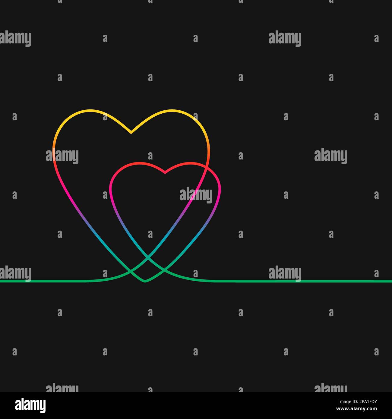 Linear shape two hearts Stock Vector Images - Alamy