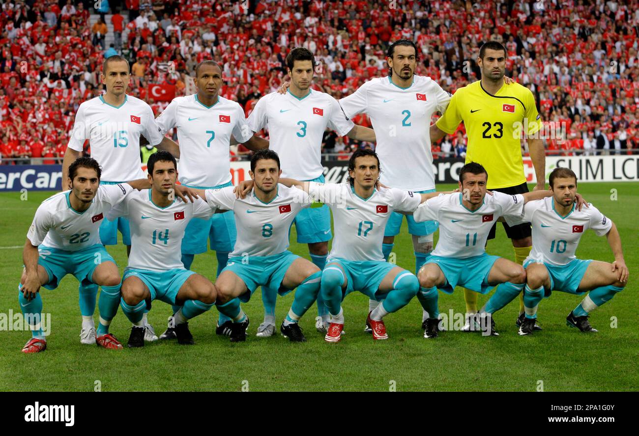 Turkey's national soccer team, back row from left to right, Emre Asik ...