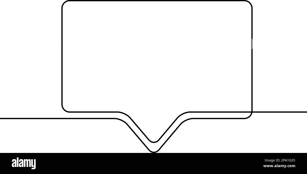 One line drawing of speech bubble, Black and white vector minimalistic ...