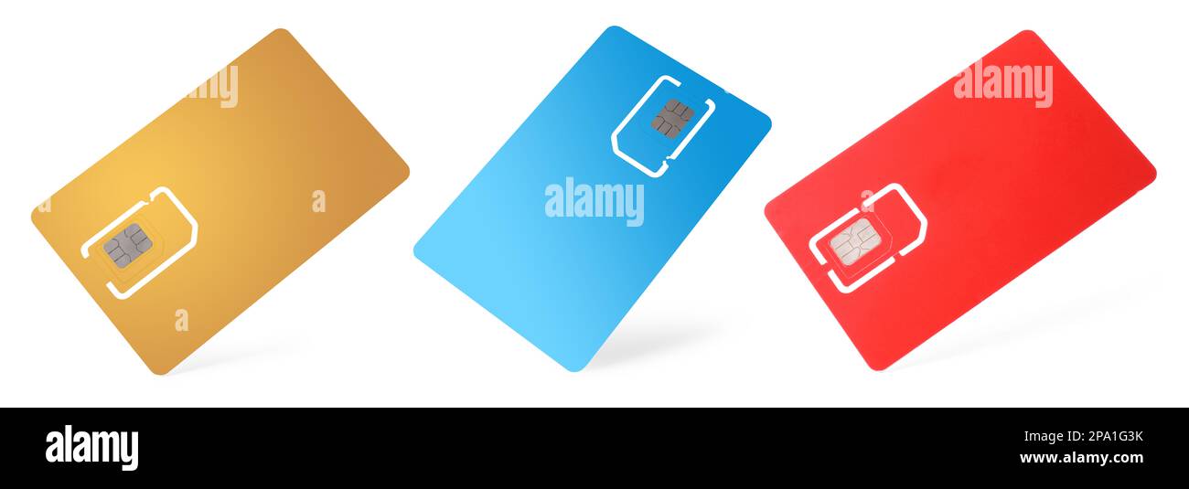 Set with different SIM cards on white background. Banner design Stock ...
