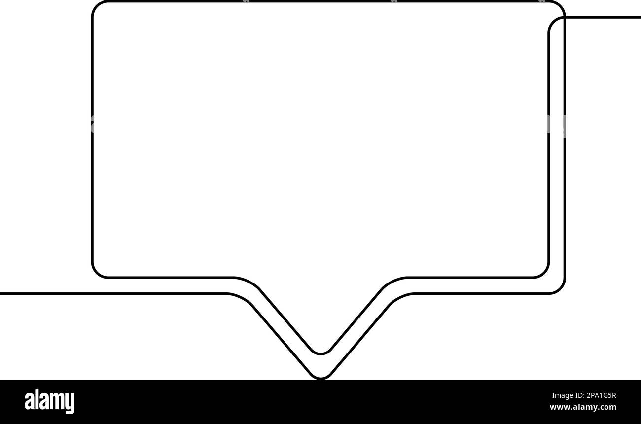 One line drawing of speech bubble, Black and white vector minimalistic ...