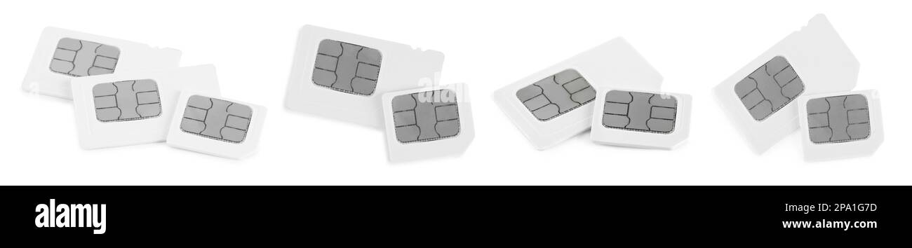 Set with SIM cards on white background. Banner design Stock Photo - Alamy