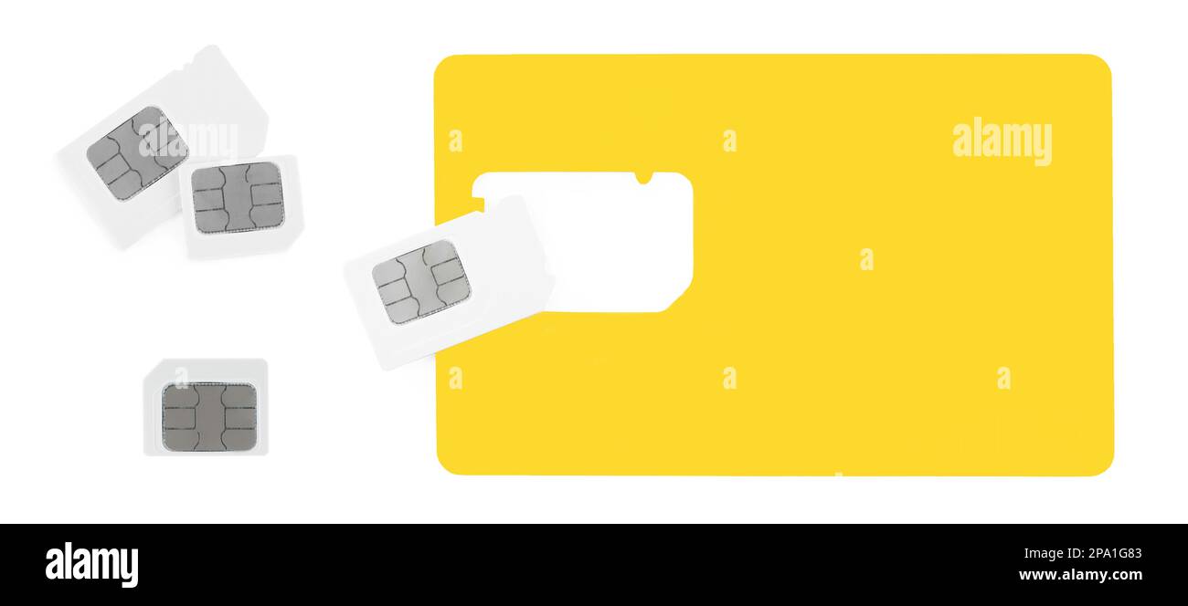 Set with different SIM cards on white background. Banner design Stock ...