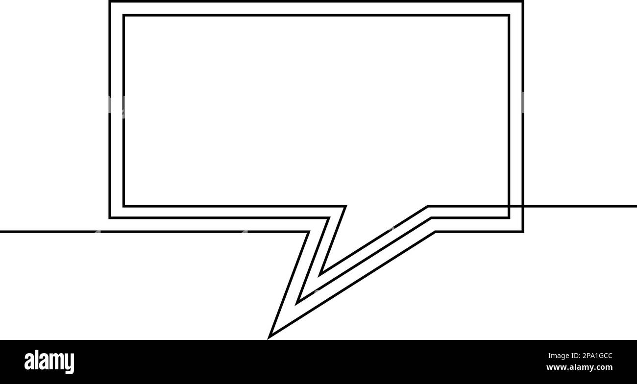 One line drawing of speech bubble, Black and white vector minimalistic ...