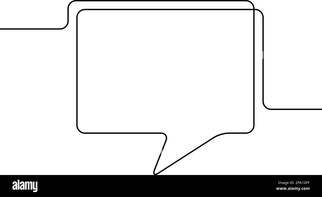 One line drawing of speech bubble, Black and white vector minimalistic ...