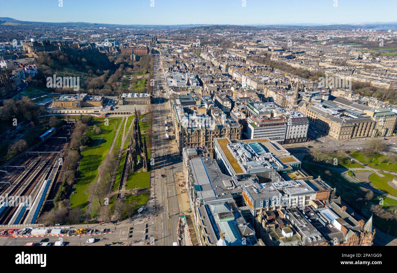 Aerial view of Edinburgh City Centre from drone, Scotland UK Stock ...