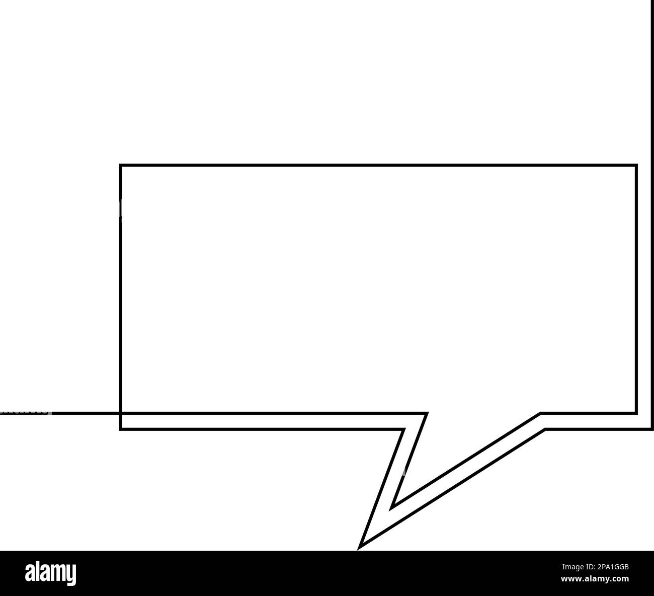 One line drawing of speech bubble, Black and white vector minimalistic ...