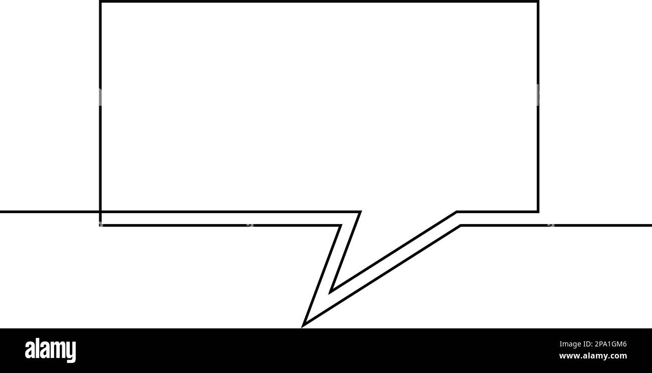 One line drawing of speech bubble, Black and white vector minimalistic ...