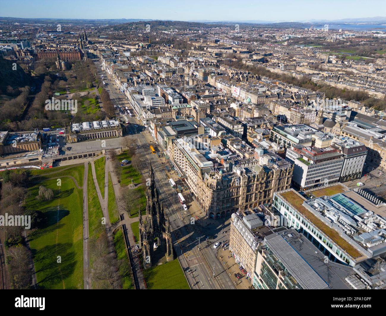 Aerial view of Edinburgh City Centre from drone, Scotland UK Stock ...