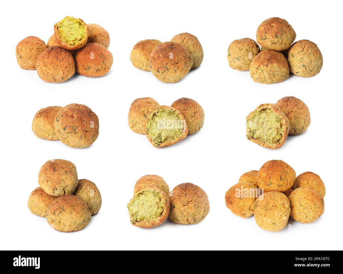Set with delicious deep fried falafel balls on white background Stock ...