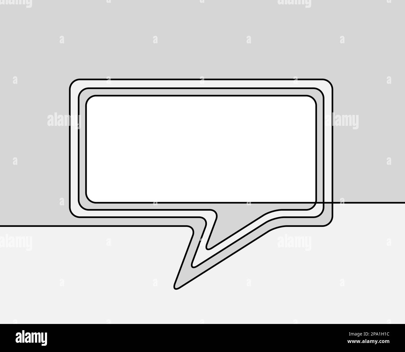 One line drawing of speech bubble, Black and white vector minimalistic ...