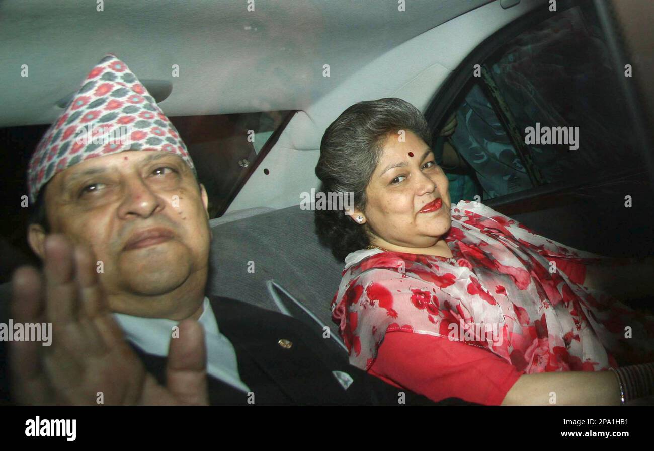 Nepal’s deposed King Gyanendra, left, and Queen Komal, leave the ...