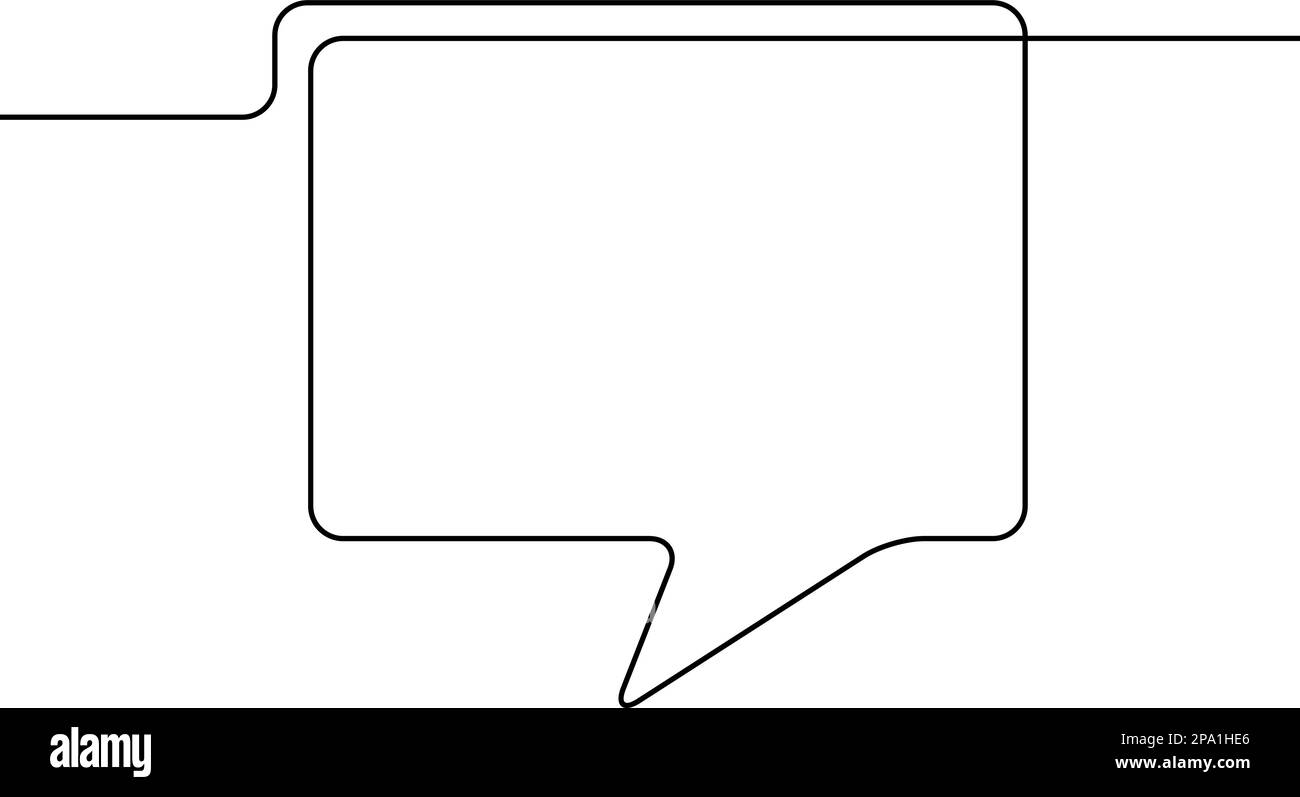 One line drawing of speech bubble, Black and white vector minimalistic ...