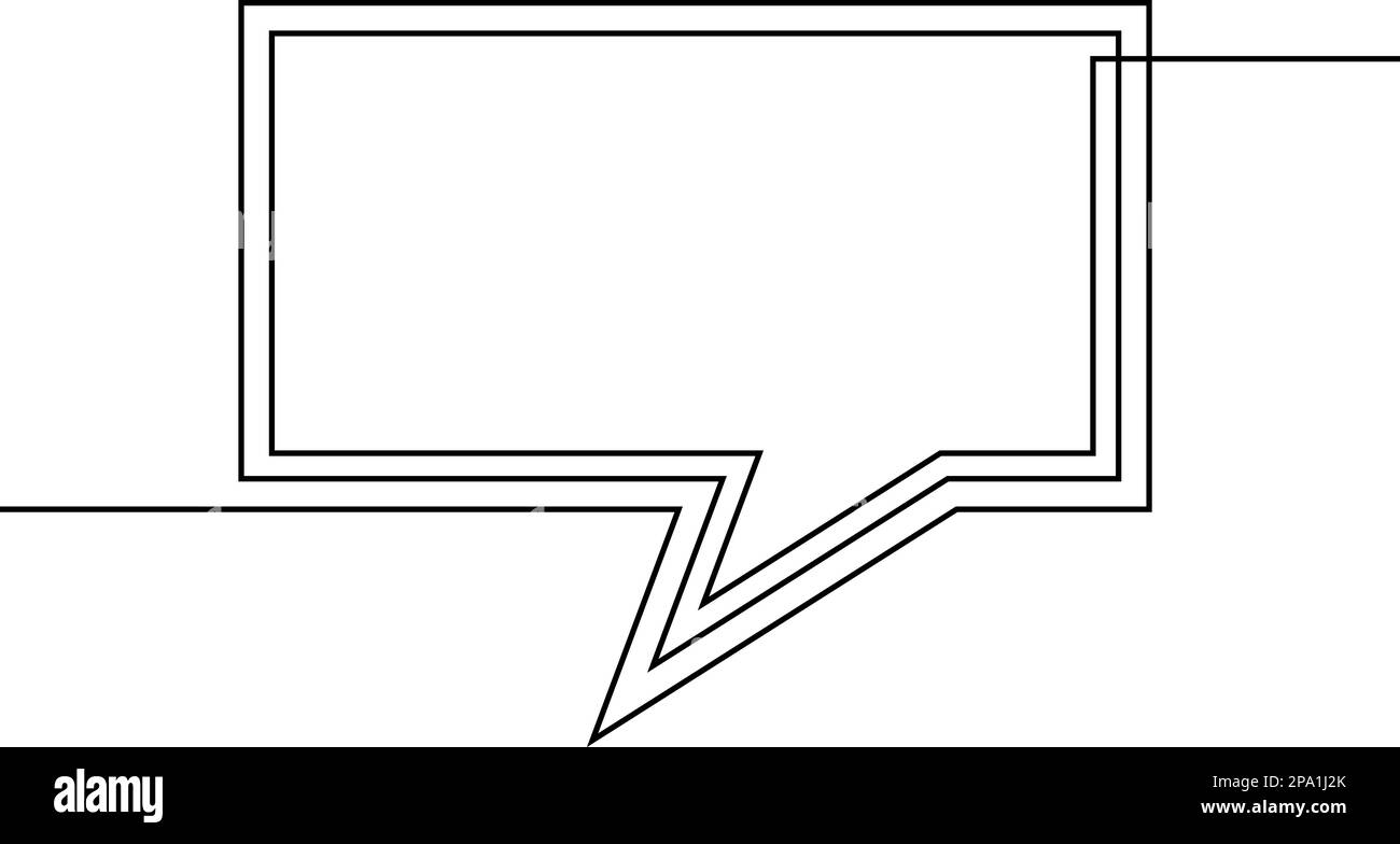 One line drawing of speech bubble, Black and white vector minimalistic ...
