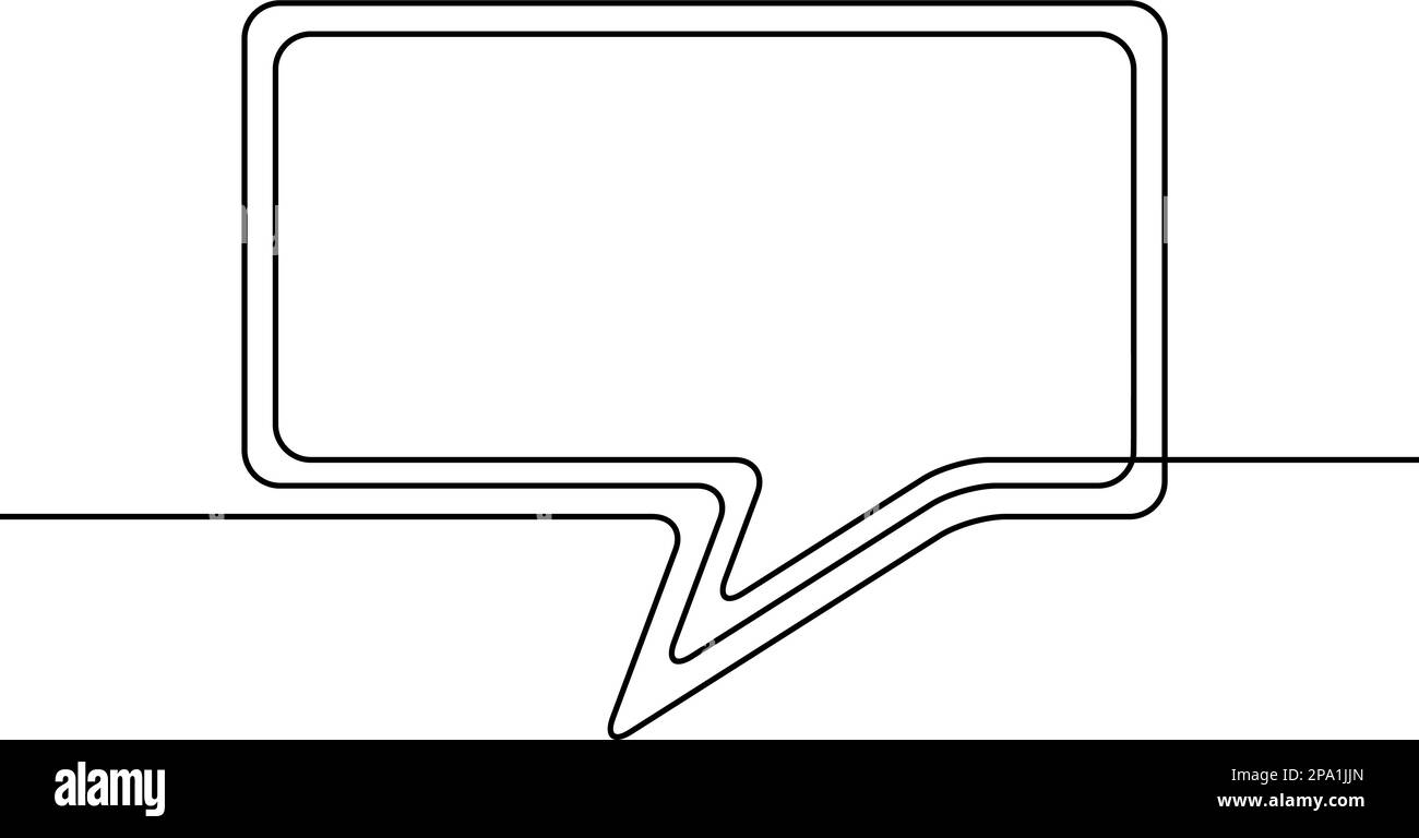 One line drawing of speech bubble, Black and white vector minimalistic ...