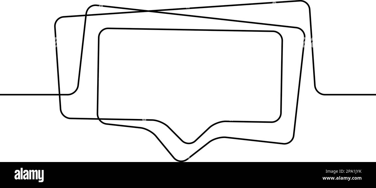 One line drawing of speech bubble, Black and white vector minimalistic ...