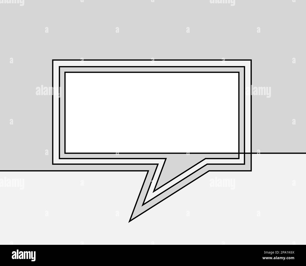 One line drawing of speech bubble, Black and white vector minimalistic ...