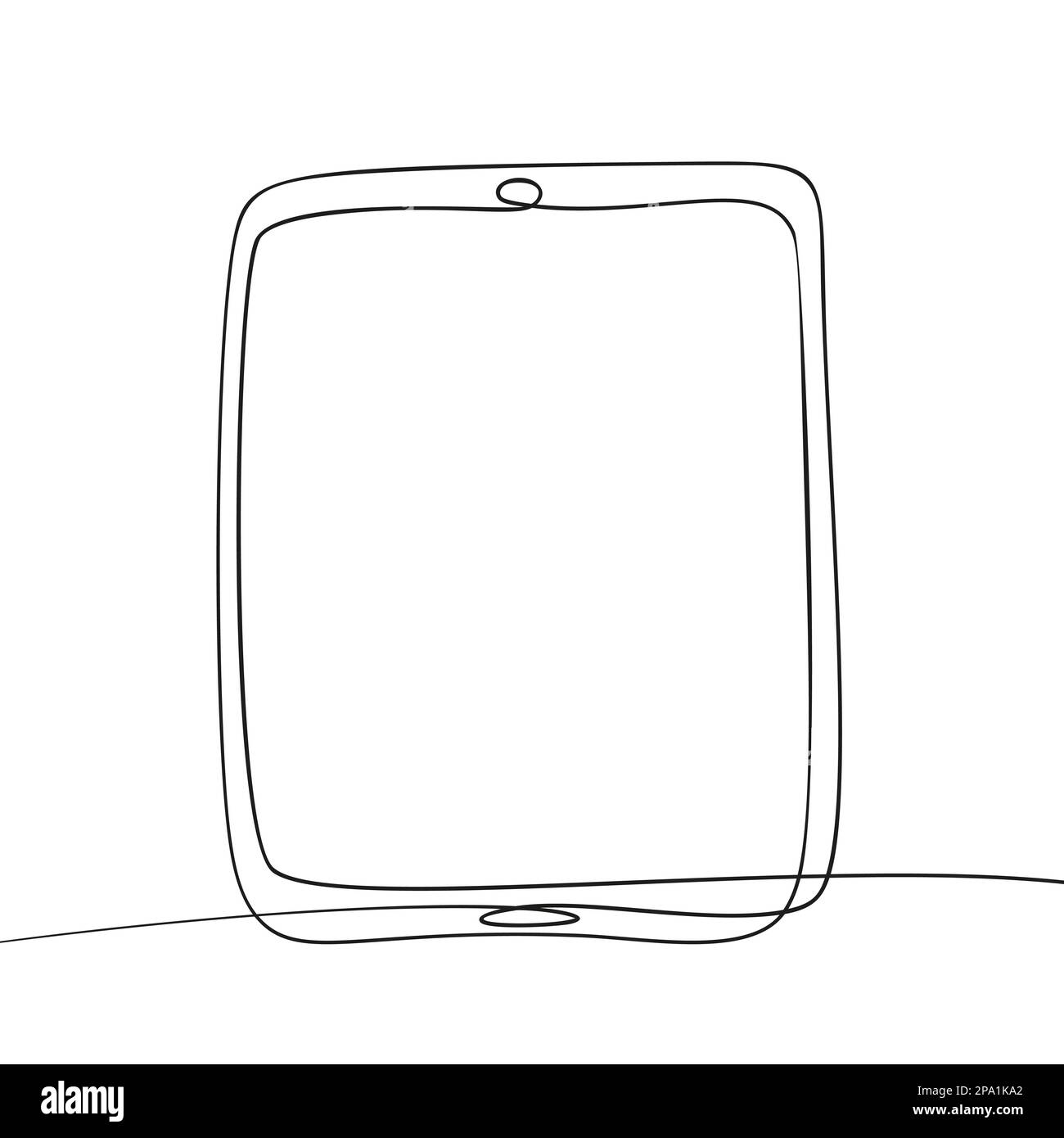 Continuous one line drawing of tablet, Black and white vector ...