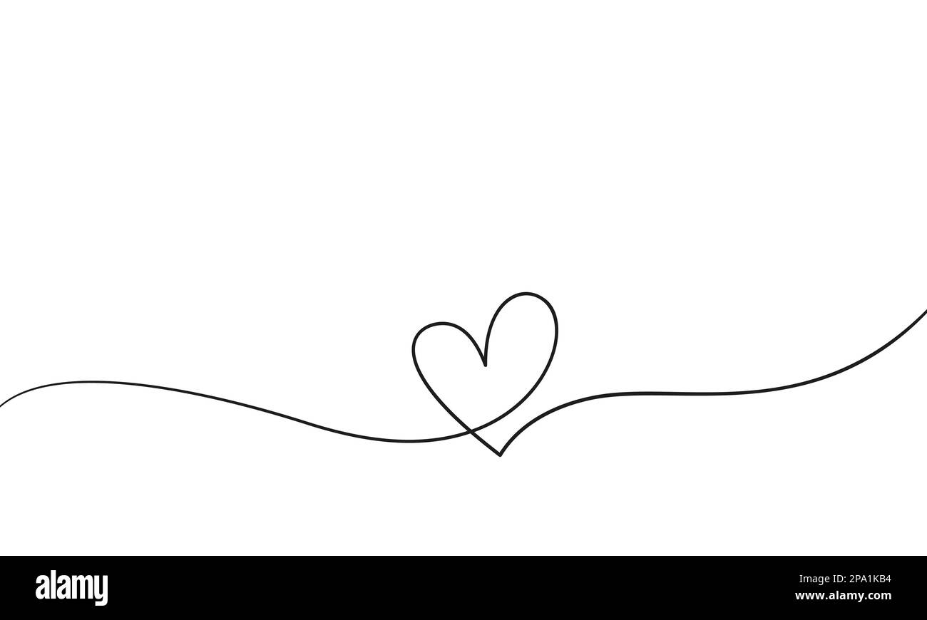 One line drawing heart, Hand drawn vector minimalist illustration of ...