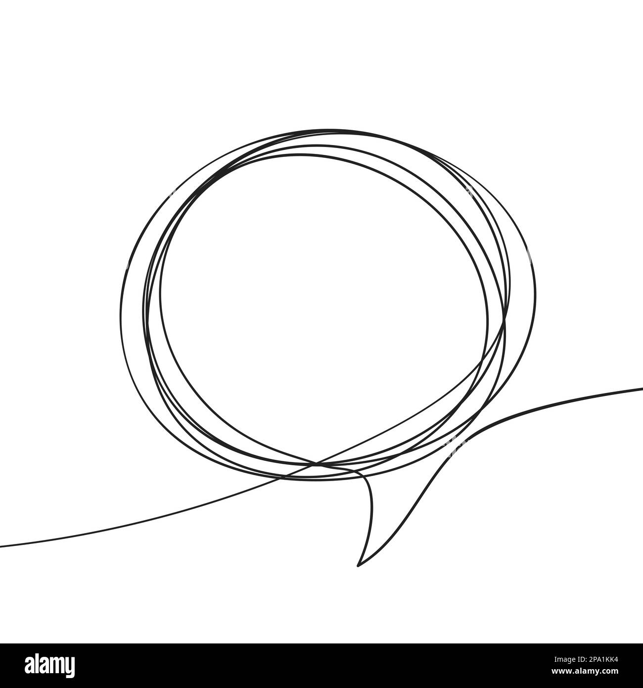 Continuous line drawing of round speech bubble, Black and white vector ...