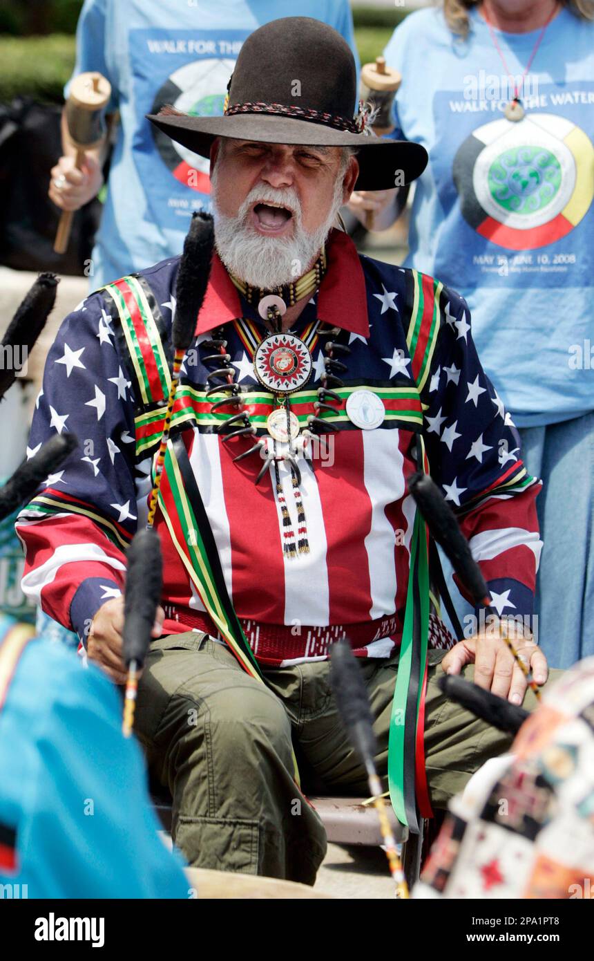 Gary FourStar joins native Americans in a plea for rain during a vigil ...