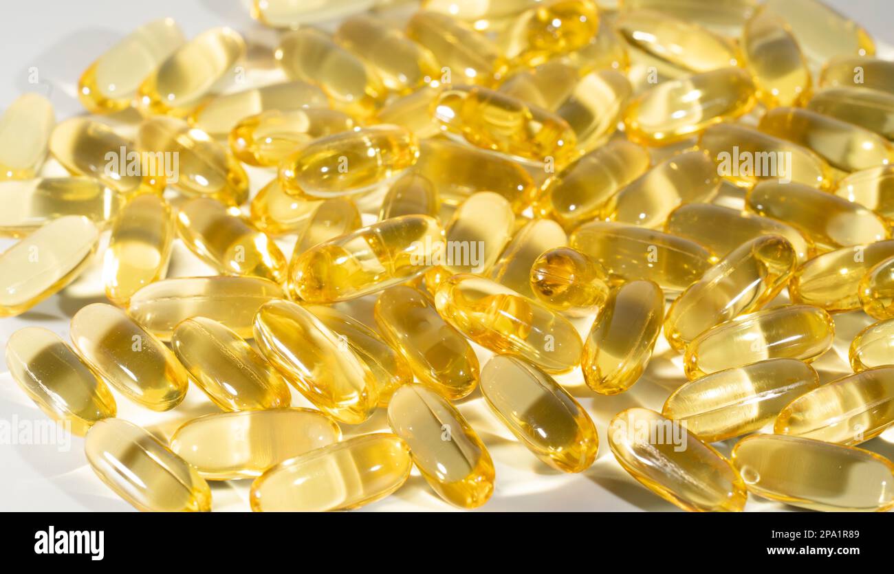 Vitamin D, omega 3, omega 6, Food supplement oil filled fish oil ...
