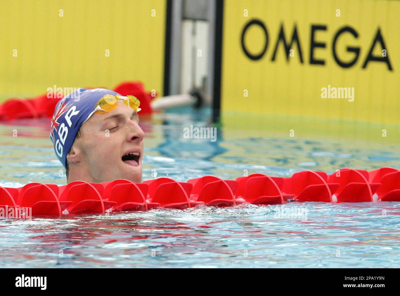 Kristopher Gilchrist of Britain reacts after winning the men's 200 ...