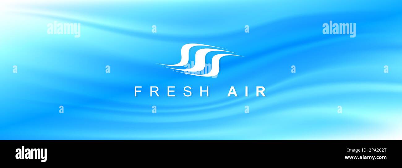 Soft blue wavy airy background. Packaging design with air flow waves ...