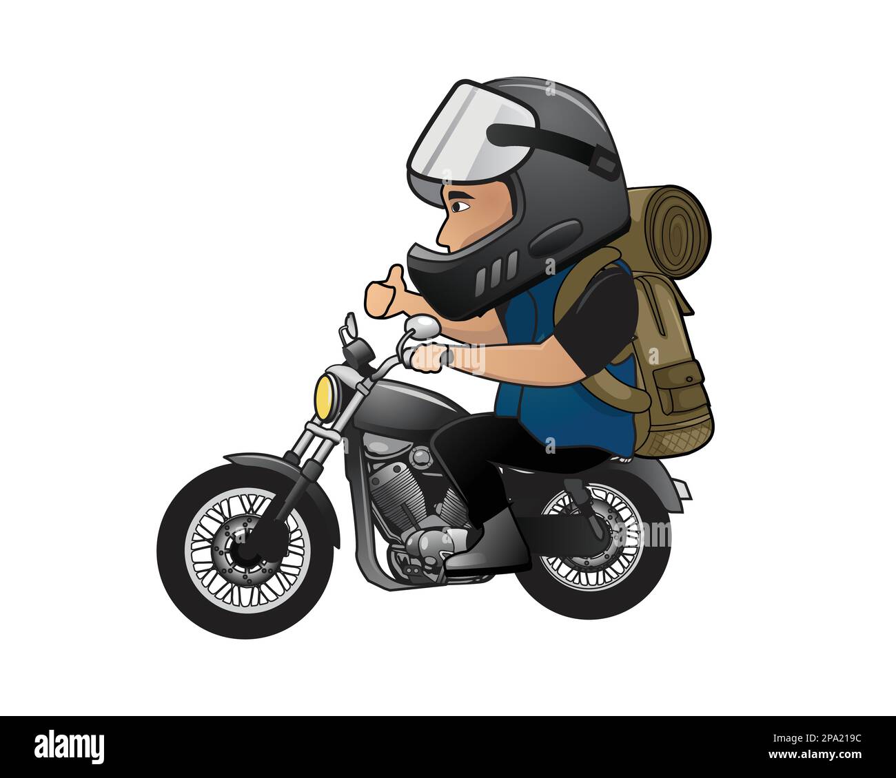 Man Riding Motorcycle with Thumbs Up Gesture Illustration. Visualized ...