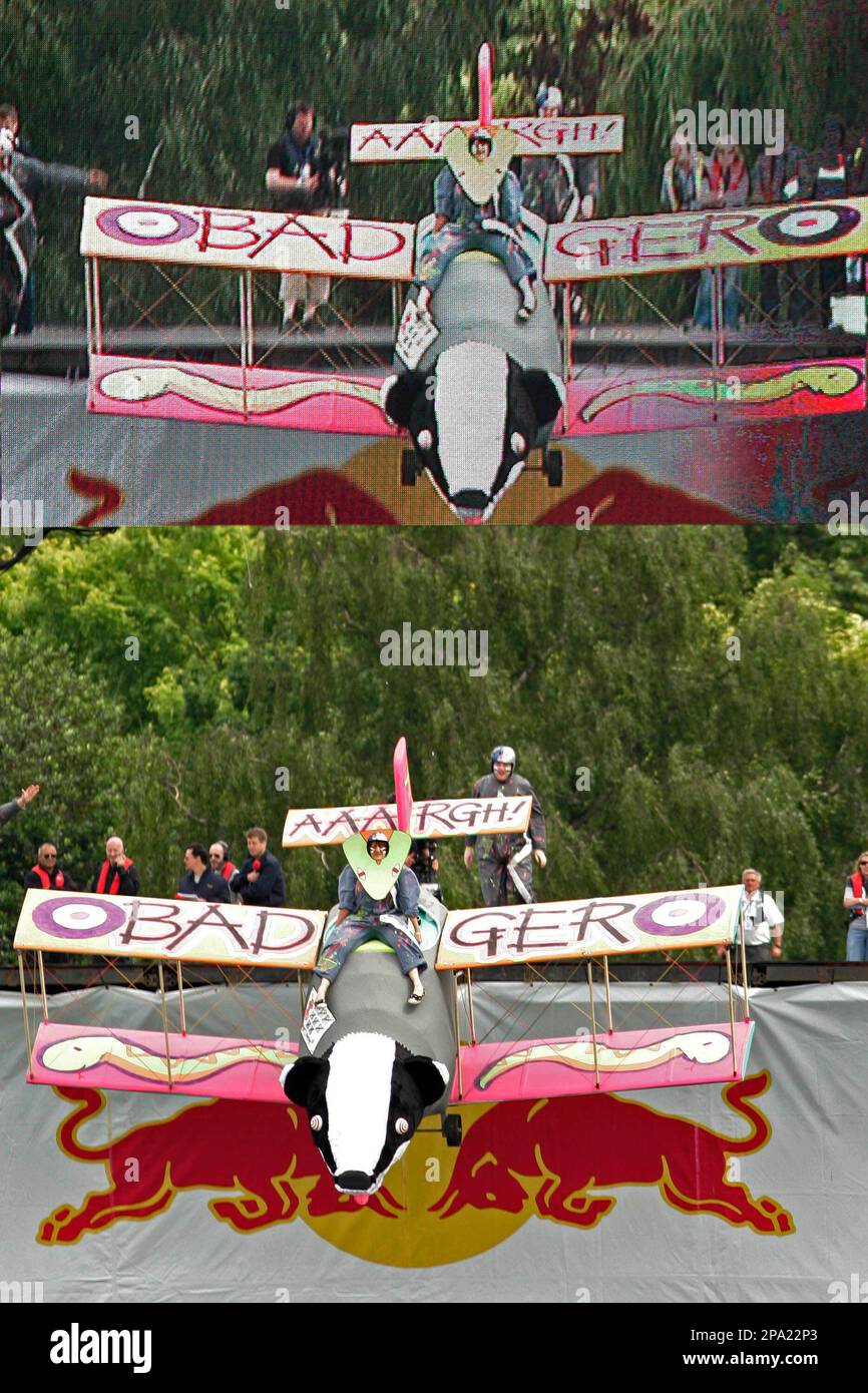 Flying team 'Team Badger Badger Badger Badger' fly off a ramp on ...