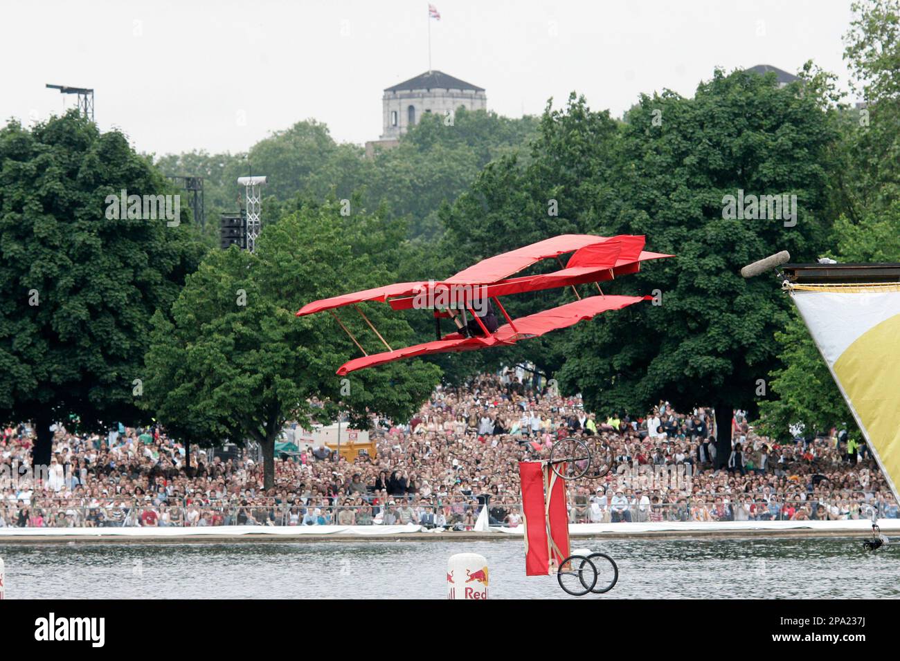 'The Vulture Squadron' flies off a ramp on Serpentine Lake in Hyde Park ...