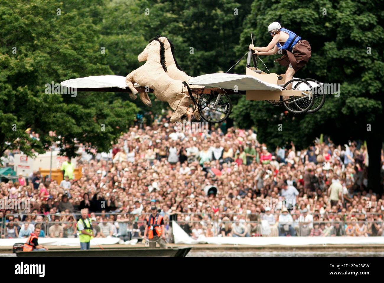 'The True Anglian' flies off a ramp on Serpentine Lake in Hyde Park ...