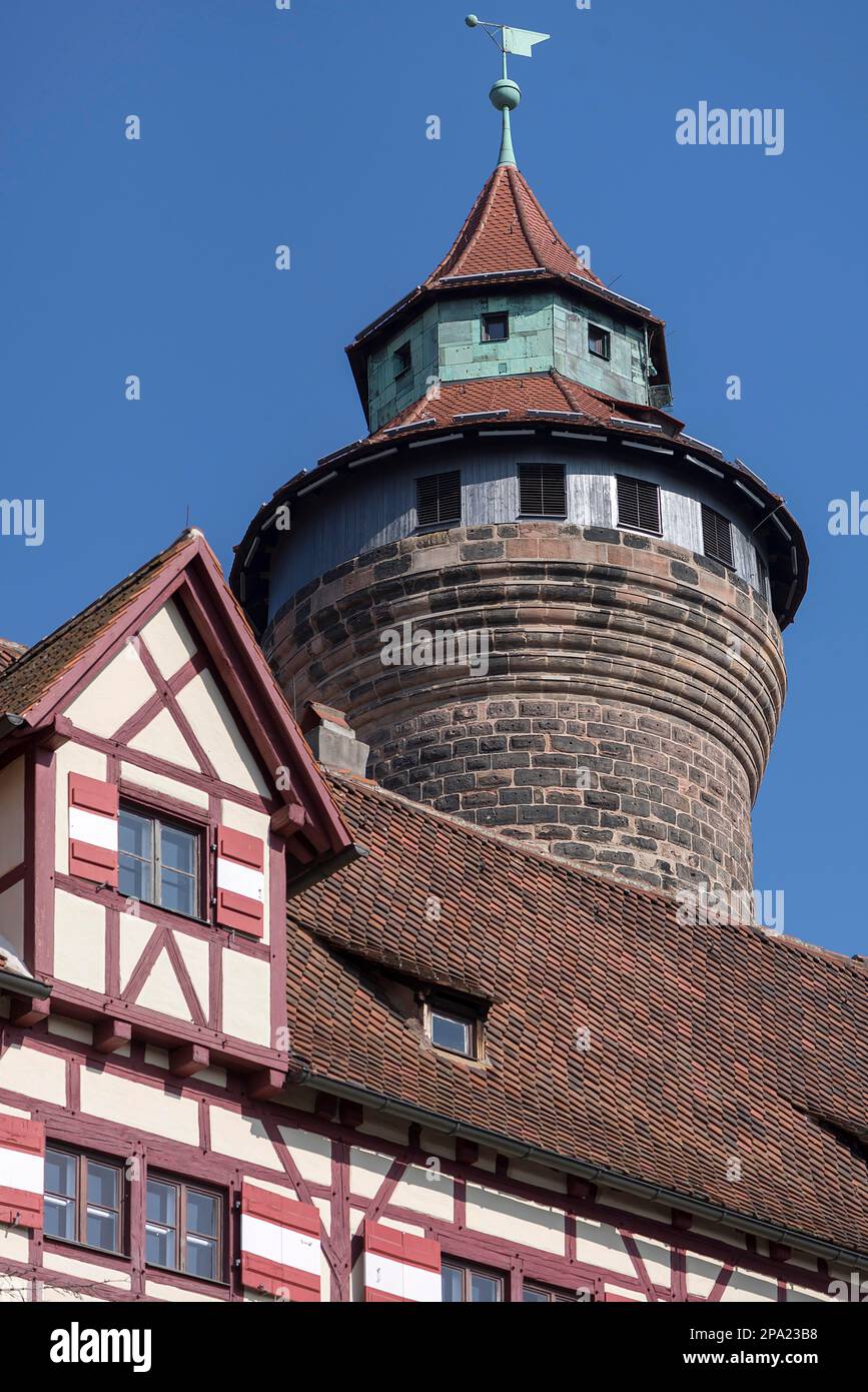 Sinwell Tower, 13th century, at the Kaiserburg, Nuremberg, Middle ...