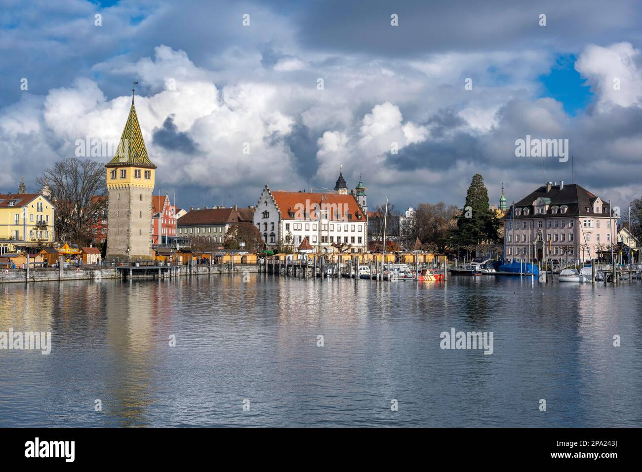 Harbour promenade with Mangturm, harbour, Lindau island, Lake Constance ...