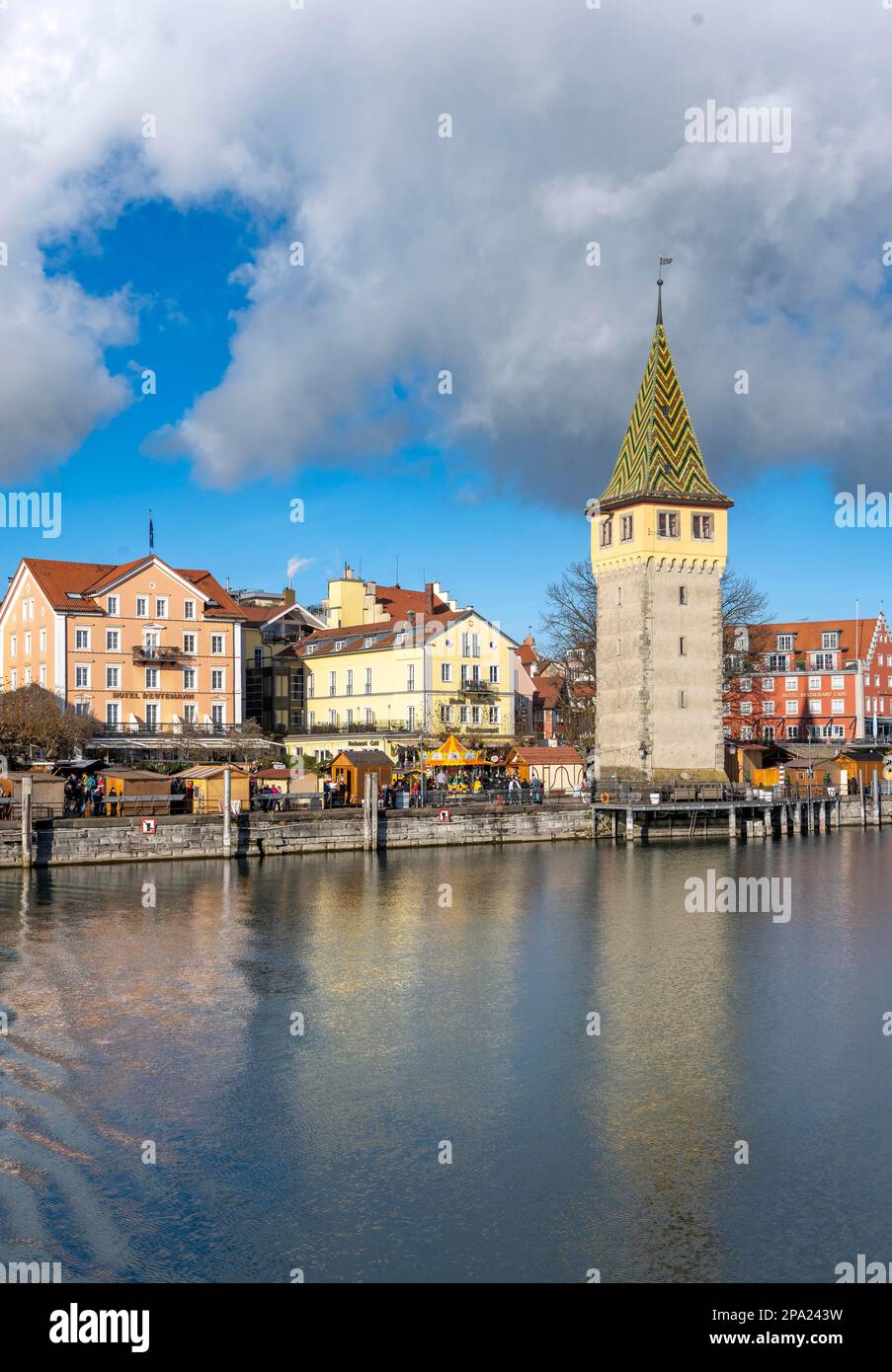 Harbour promenade with Mangturm, harbour, Lindau island, Lake Constance ...