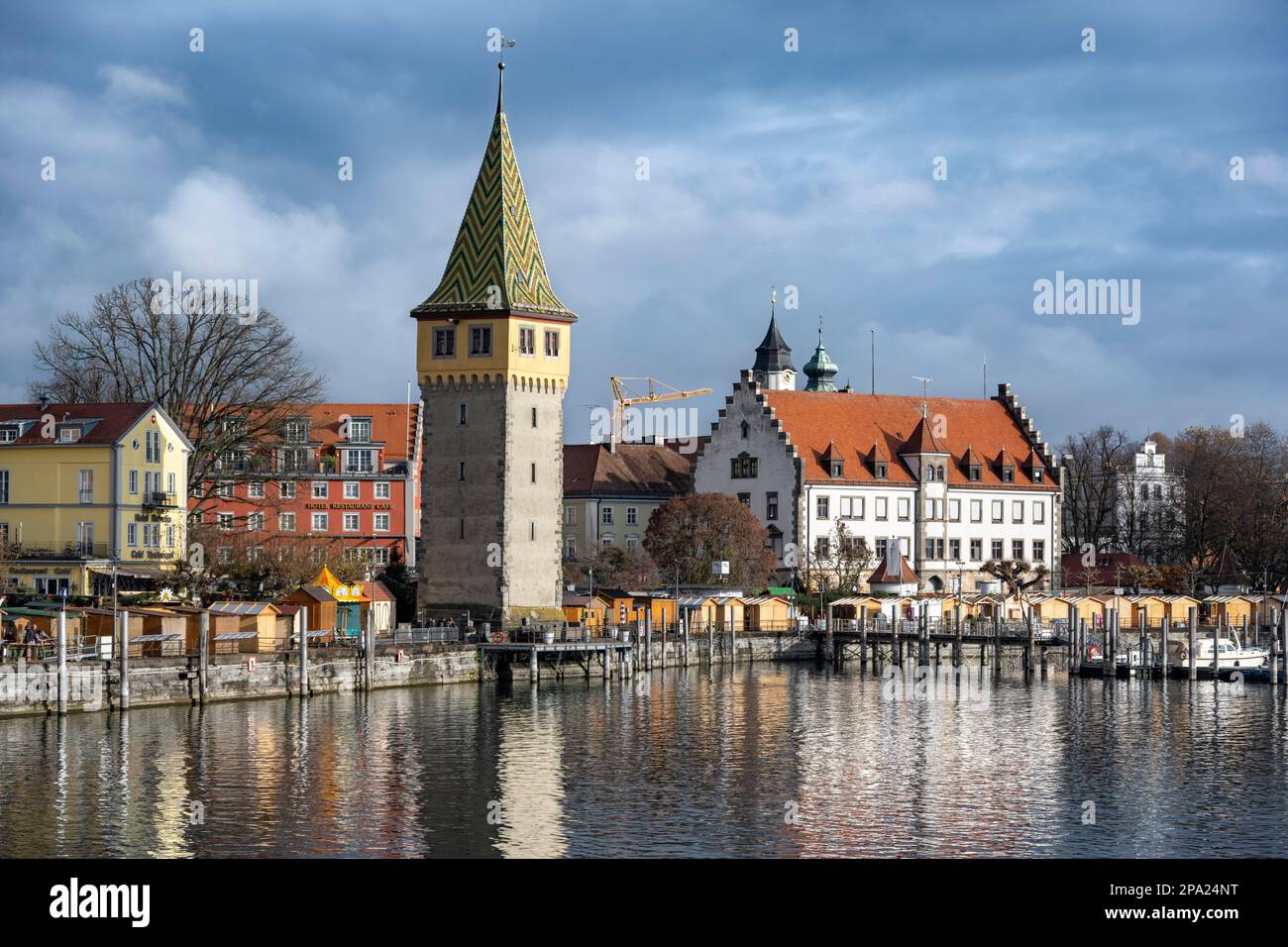 Harbour promenade with Mangturm, harbour, Lindau island, Lake Constance ...
