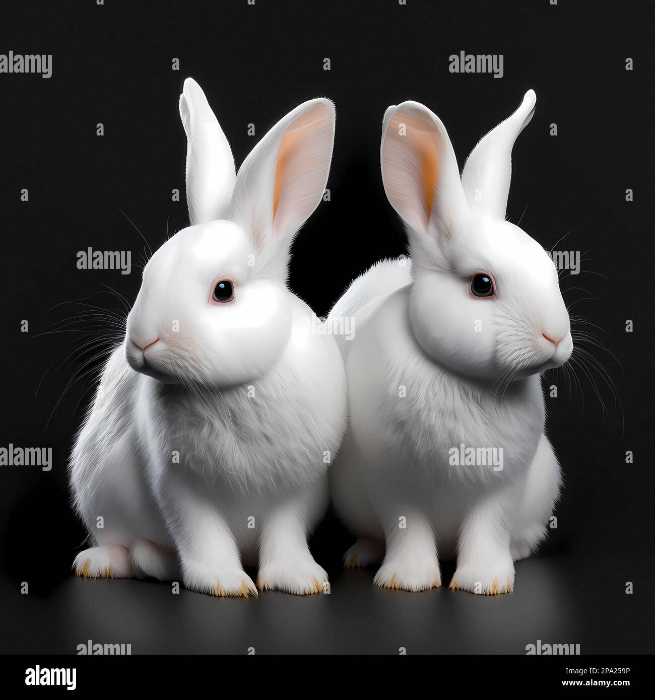 Young Rabbits in front of black background, AI generated Stock Photo ...