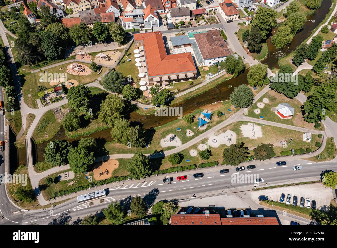 Aerial view of Sulzpark in Beilngries, Altmuehltal nature park Park ...